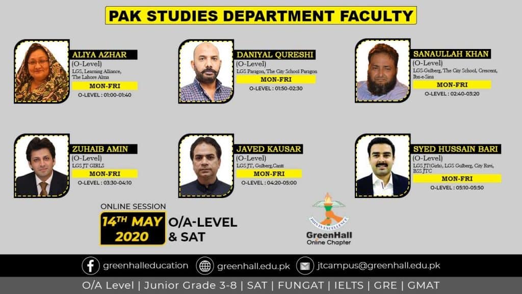 Top Notch Faculty of Pakistan Studies Department of Lahore. - Greenhall Academy
